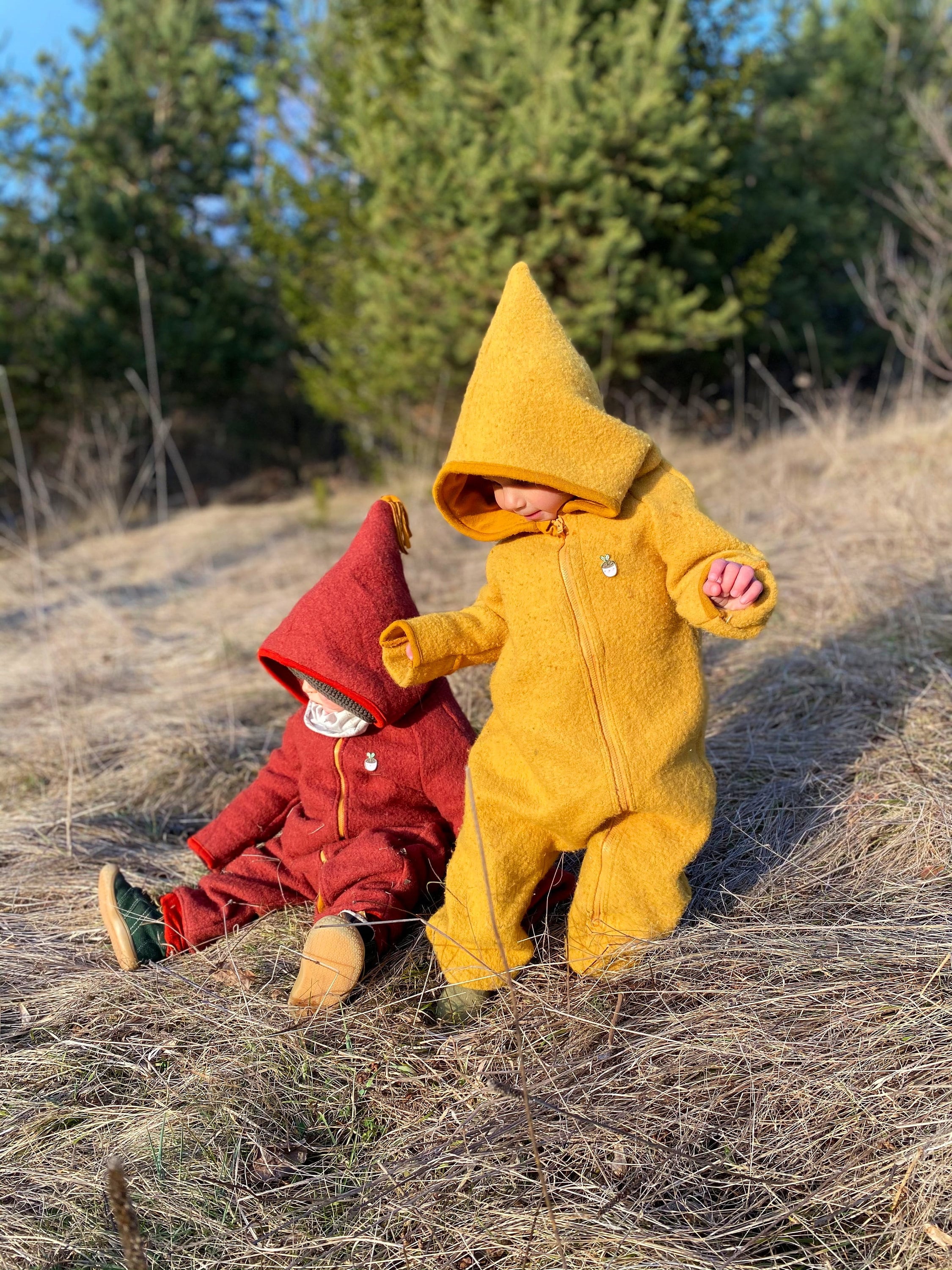 Wollwalk Overall with Dwarf Hood | "Grow with me" Walk Jumper with ...